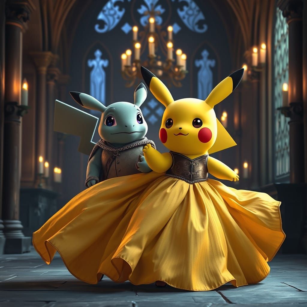 Pikachu and Pika-Squirtle cosplaying as Rapunzel and Flynn Rider from ...