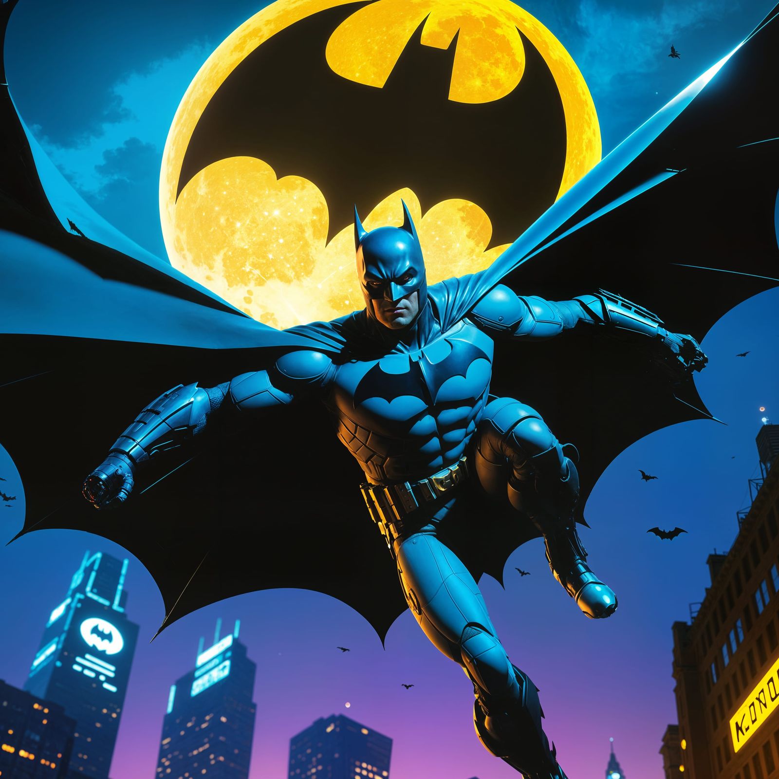 Batman in Futuristic Gotham City, High-Definition ... - AI Art