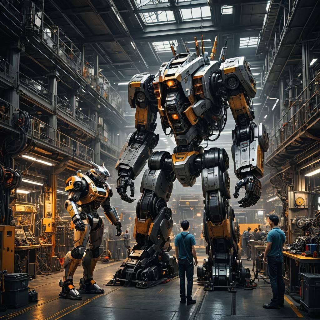 Mecha repair bay - AI Generated Artwork - NightCafe Creator