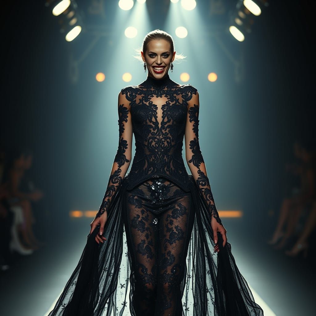 Vampire Couture: Glamorous Fashion on the Runway - AI Art