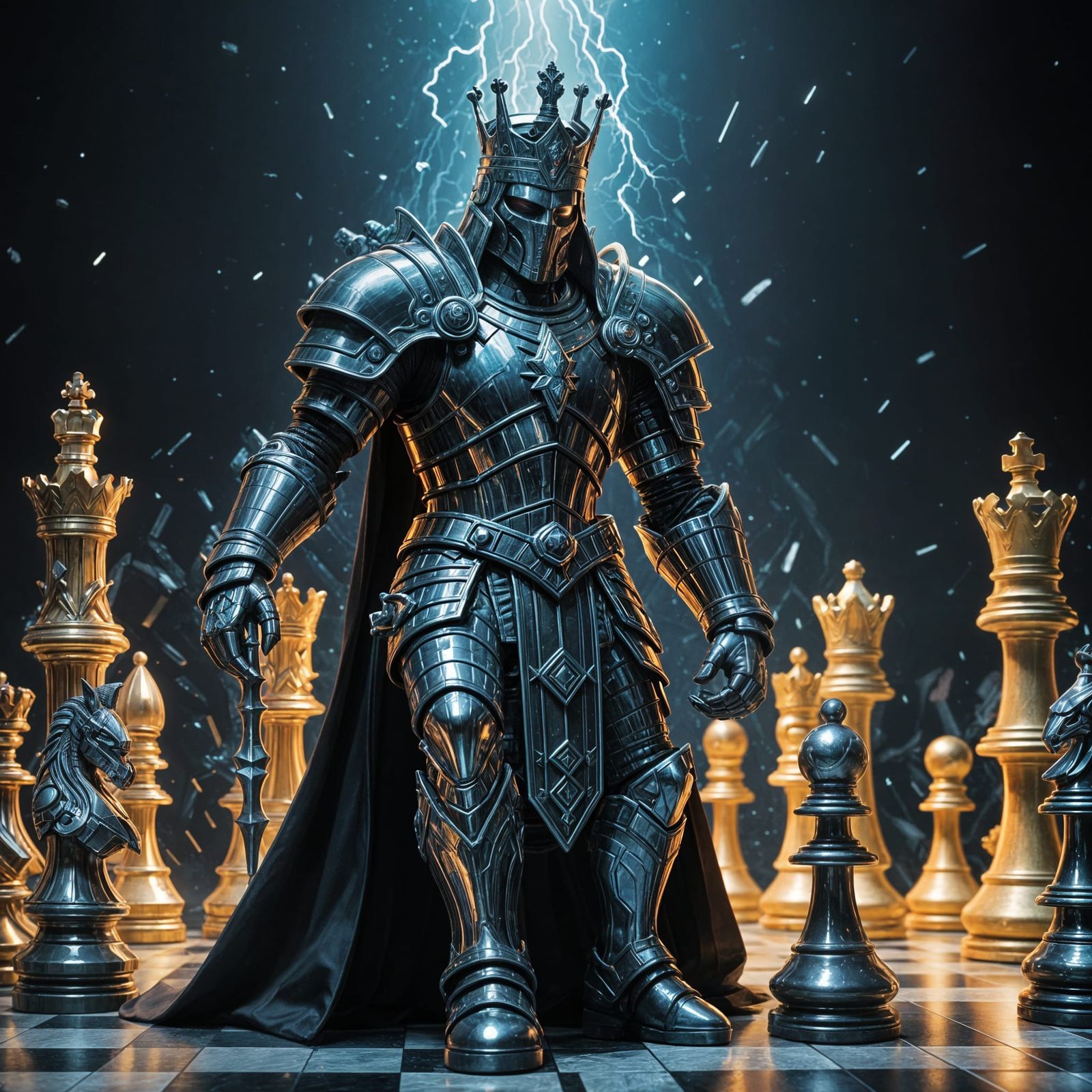 A cinematic hyper-realistic chess battle