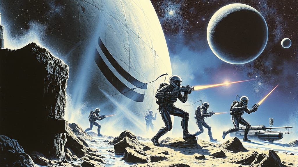 Cosmic Workers in a Futuristic Setting - AI Art