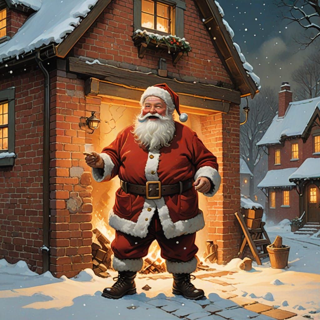 Santa Claus outside of a house - Santa Claus outside of a ho...
