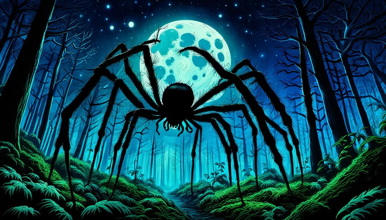 My worst fear: "big, hairy spiders" in a bioluminescent forest, in the ...