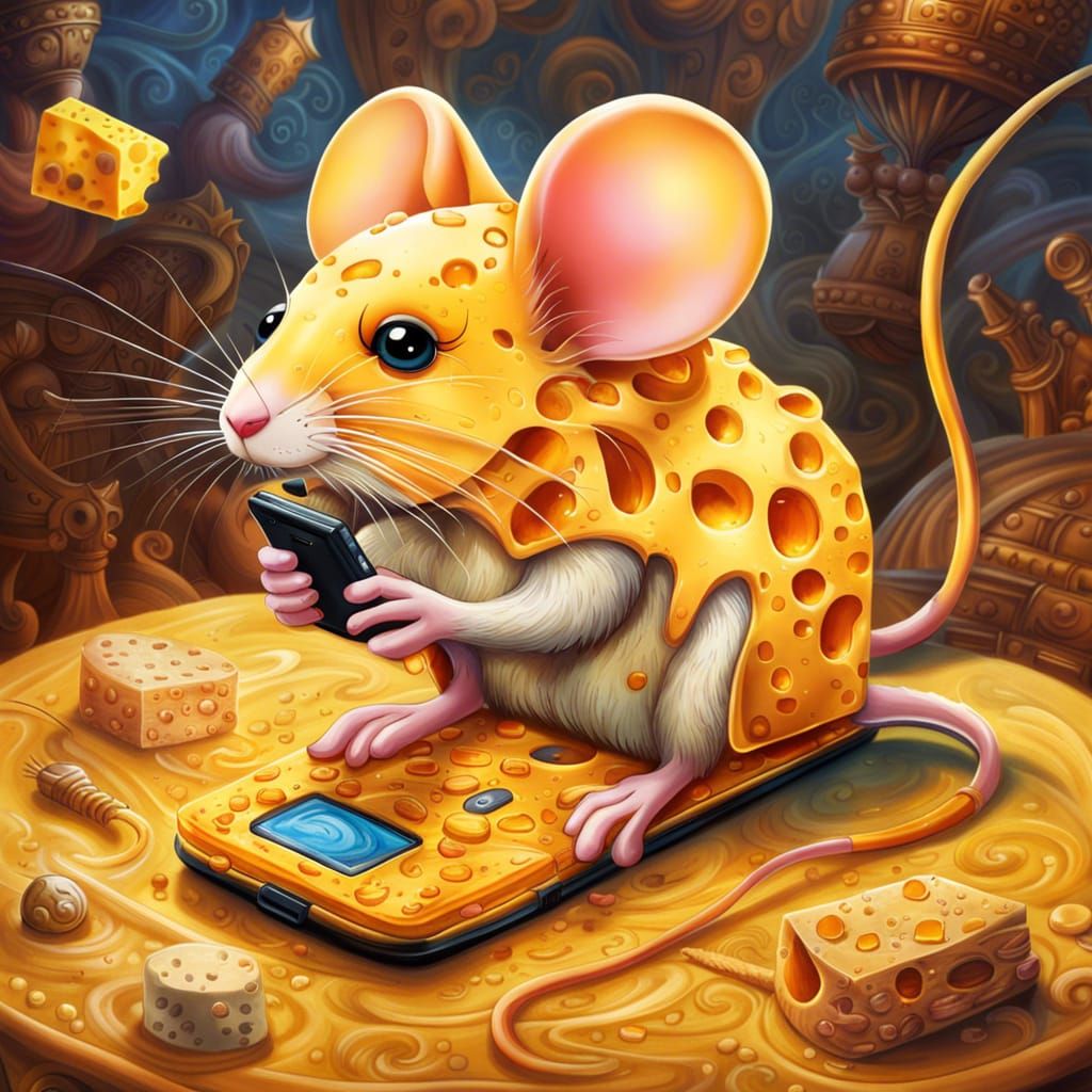 Cheese mouse and his cheese phone - AI Generated Artwork - NightCafe ...