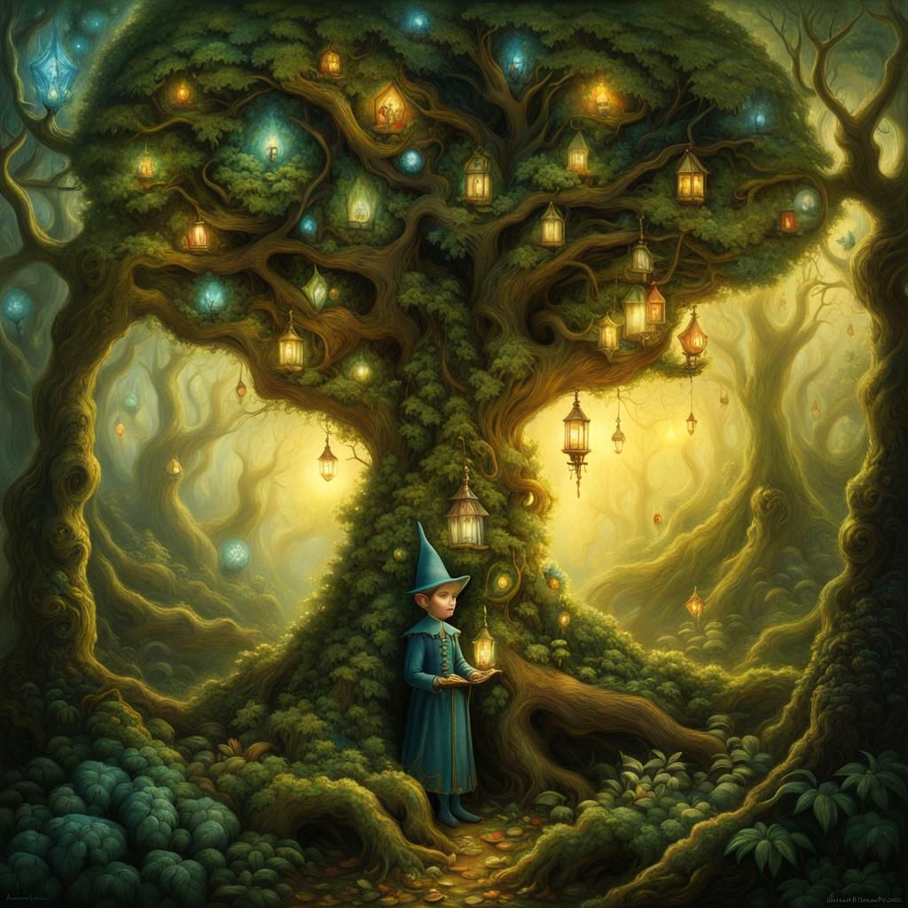 Portrait of Elf in an enchanted forest growing trees/beautiful ...
