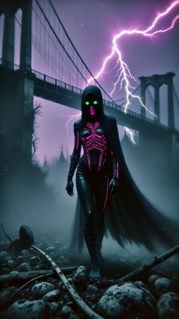 Amid a shattered twilight world between realms, Mellysia, the Stormforged Strategist, stands ...