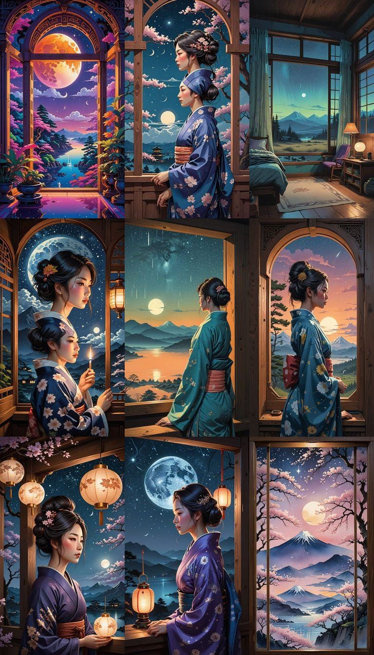 Stunning Japanese Starry Night Scene from a Classi... - AI Art