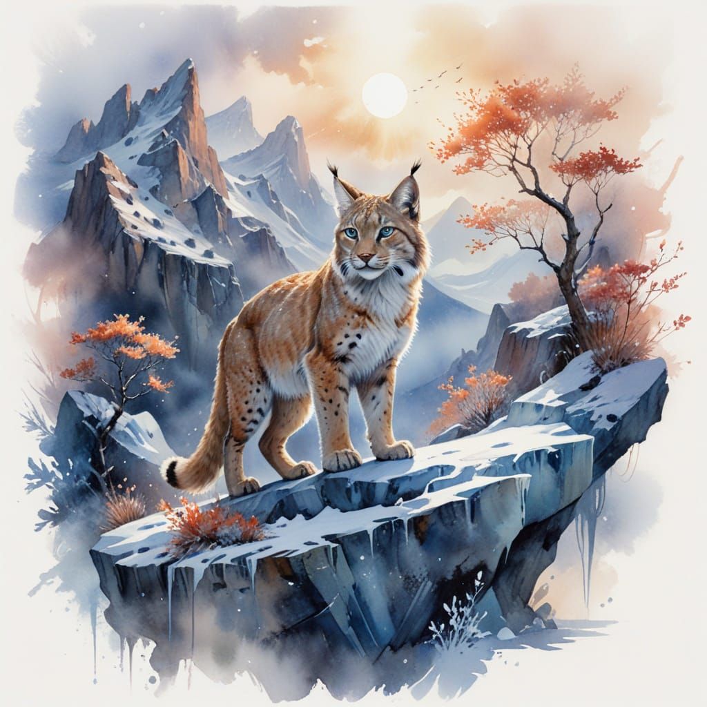 Spectral Guardian of the Enchanted Mountains in Et... - AI Art