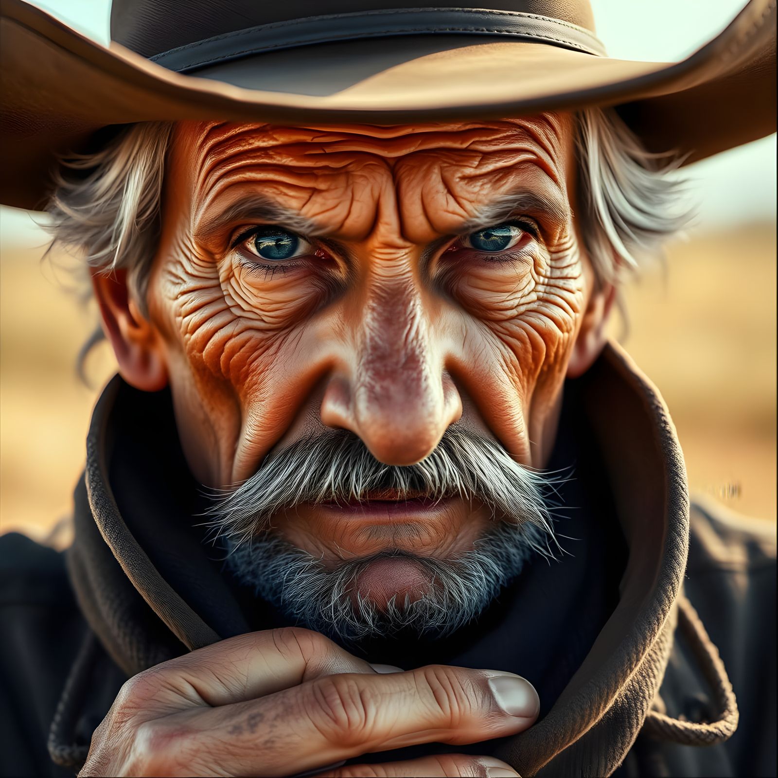 "Haggard " the weathered face of an aging male cattle rancher close up ...