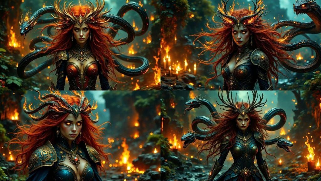 Flame Medusa - Mystical Flame Angel Medusa in Labyrinthine M...