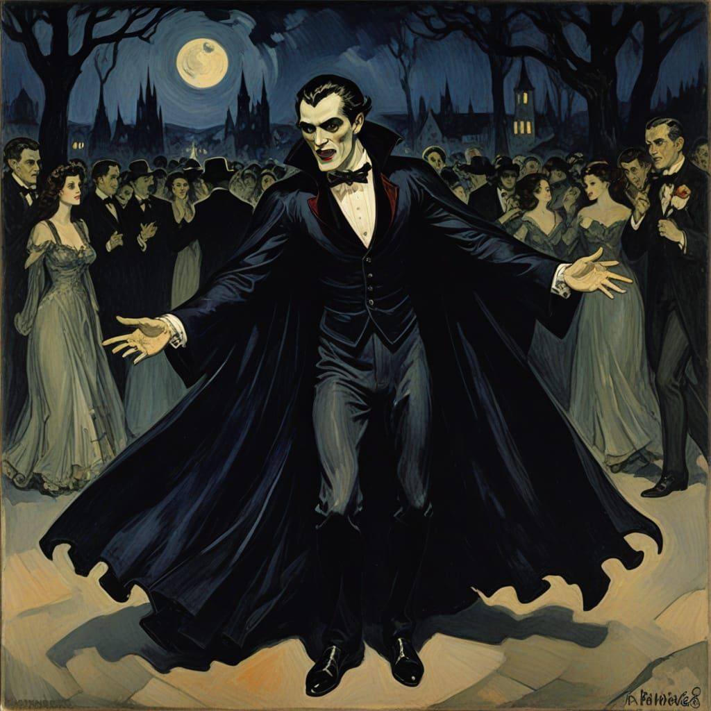 Ethereal Vampire in Delirious Dance - AI Art