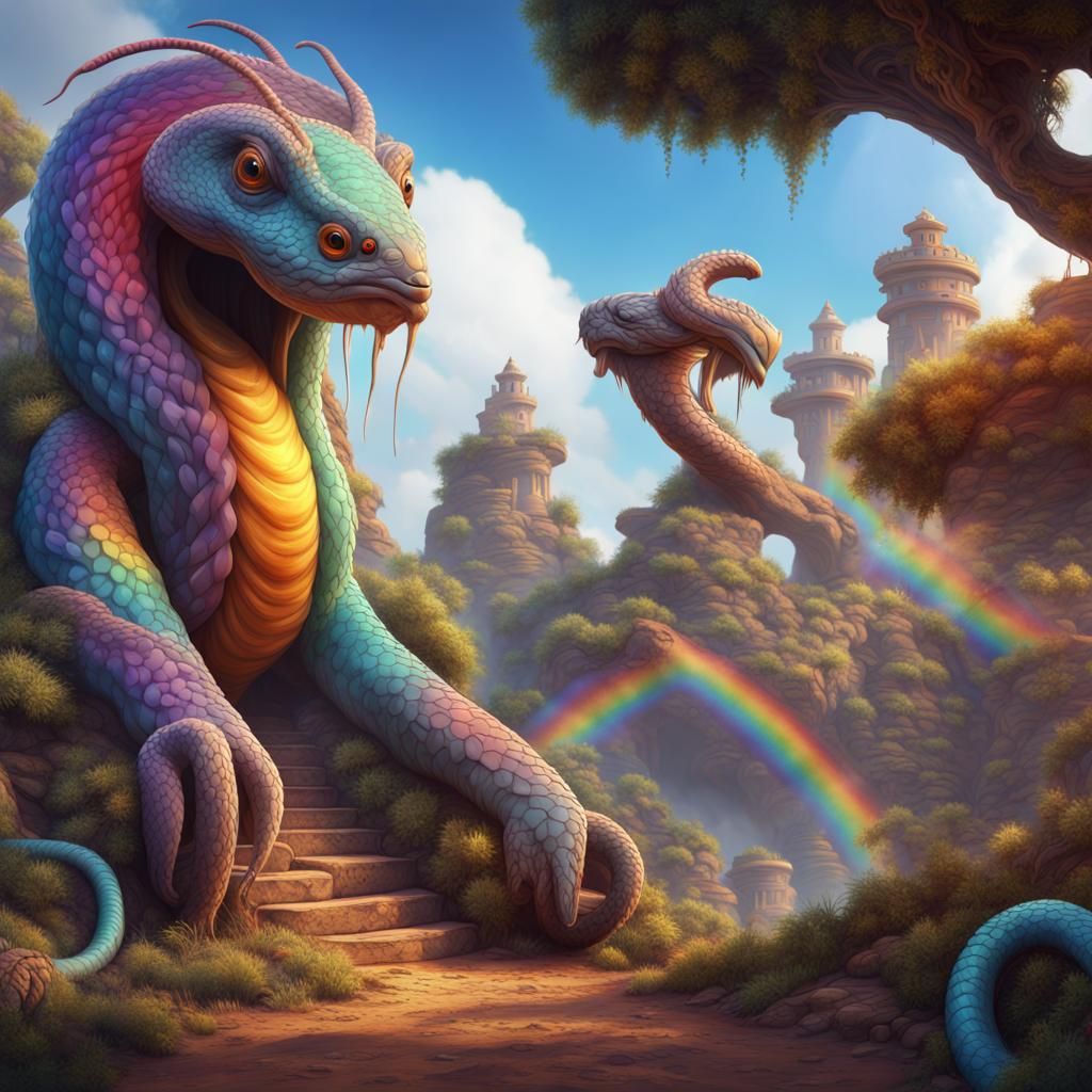 Rainbow Serpent Cute - AI Generated Artwork - NightCafe Creator
