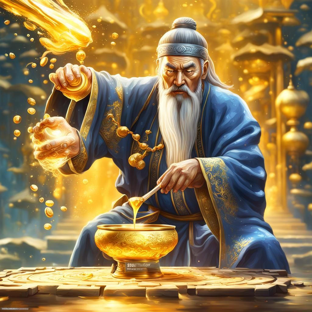Taoist Master finds Golden Elixir - AI Generated Artwork - NightCafe Creator