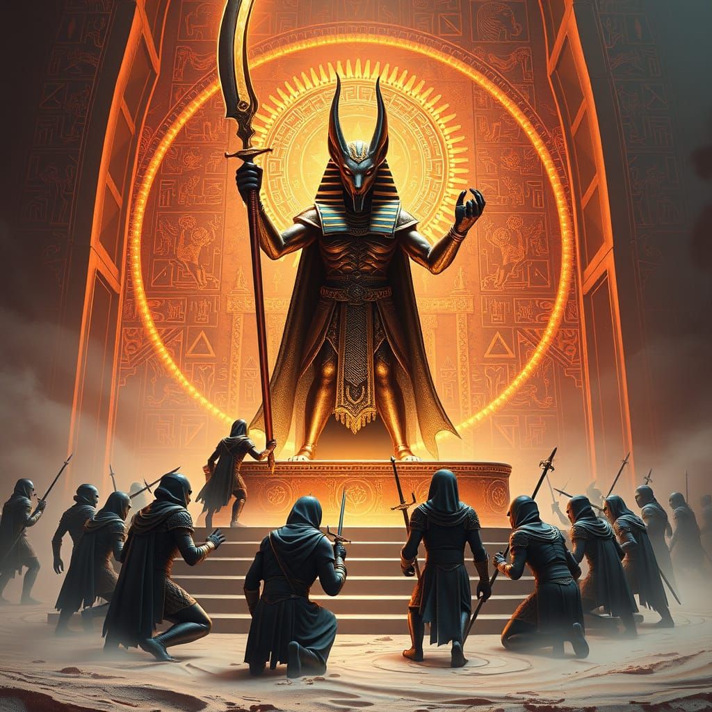 Majestic Anubis King of the Afterlife in Divine Cy... - AI Art