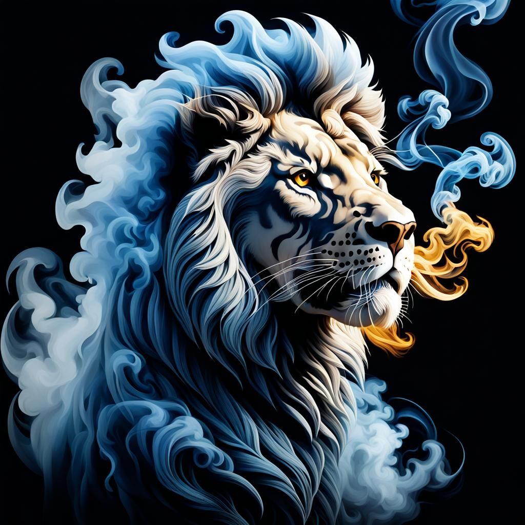 Lion made of Smoke - AI Generated Artwork - NightCafe Creator