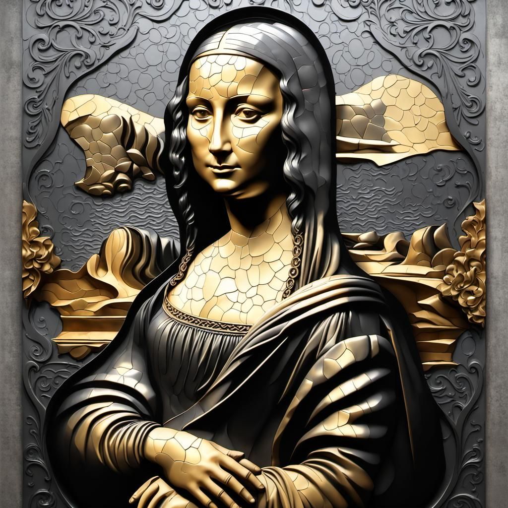 Mona Lisa made from forged damask steel 8K 3D - AI Generated Artwork ...