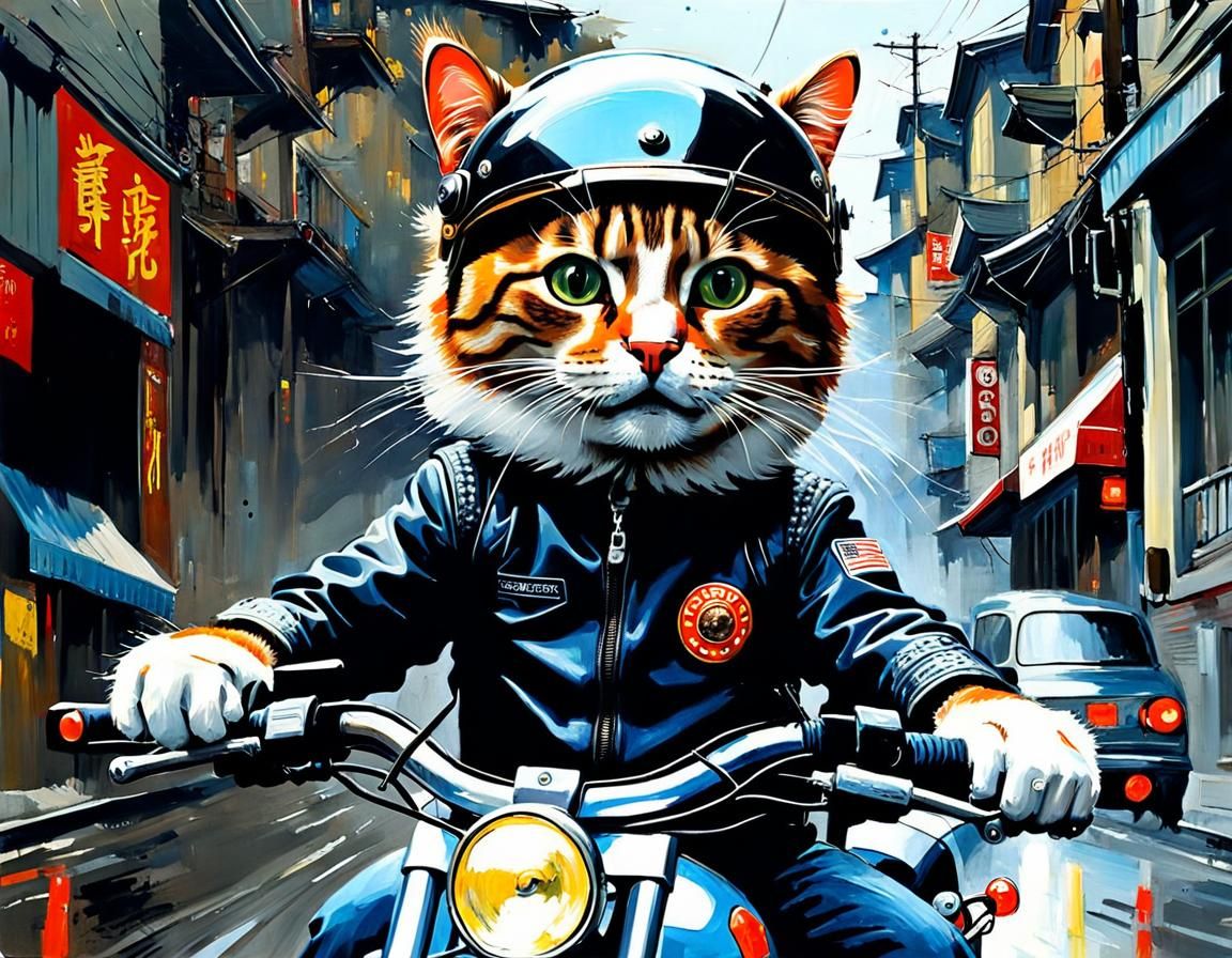 Cool cat rider - AI Generated Artwork - NightCafe Creator