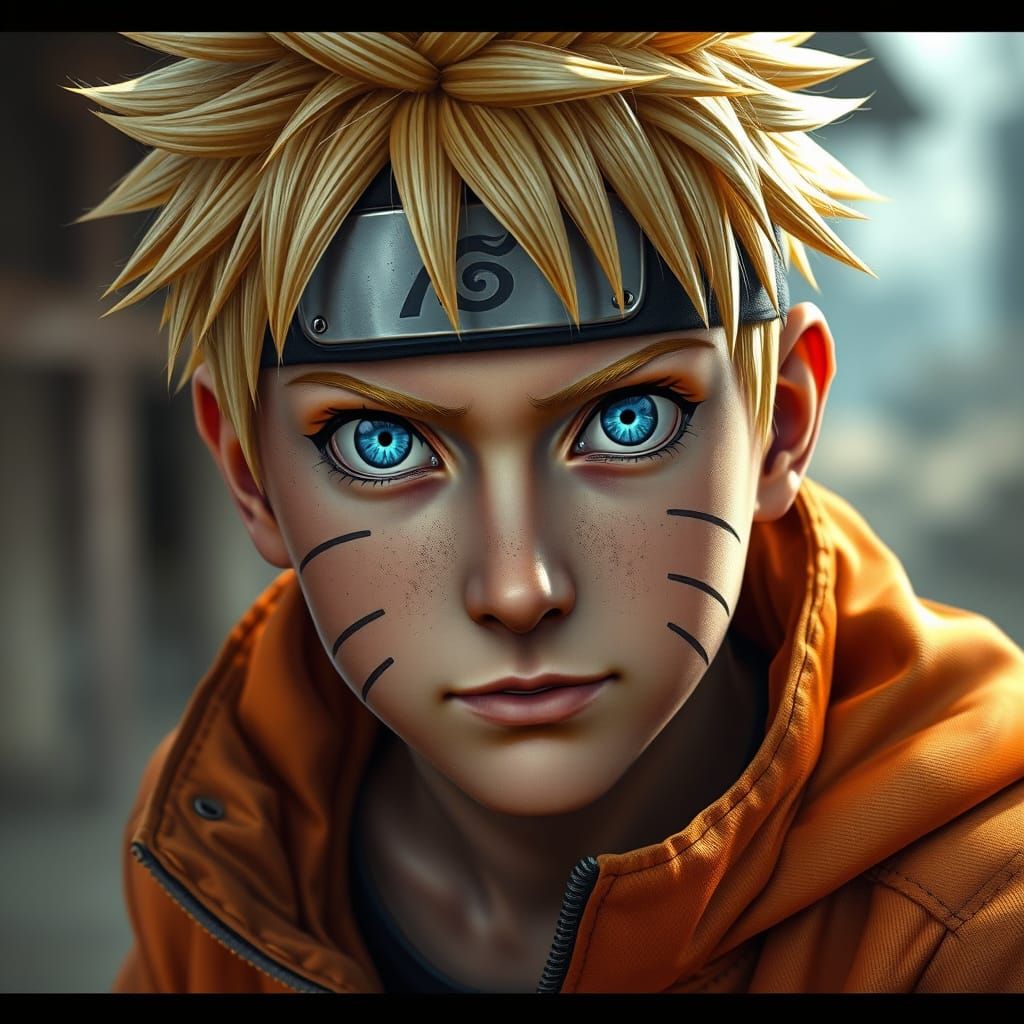 Naruto Uzumaki - Charismatic Naruto Uzumaki in Photorealist...