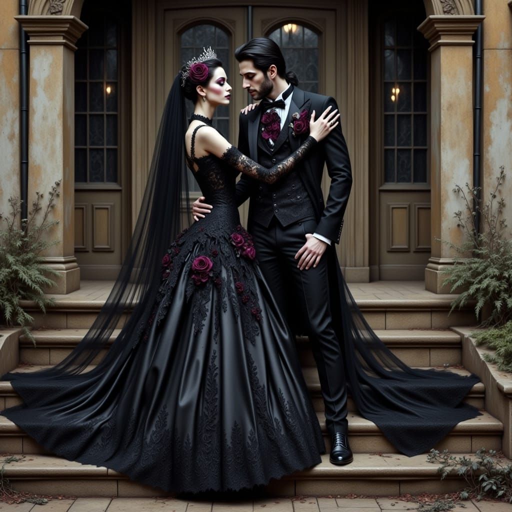 Goth bride and groom - Ethereal Gothic Bride and Groom Dance...