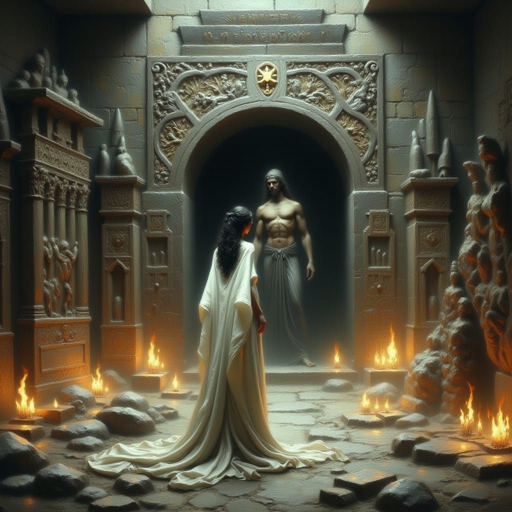 Sorrowful Princess Polyxena Before the Tomb of Ach... - AI Art