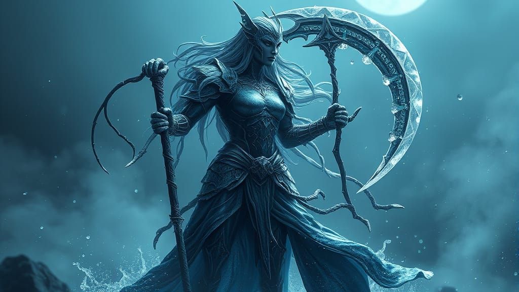 warlock female - Sculpted Water Warlock Wields Shimmering He...