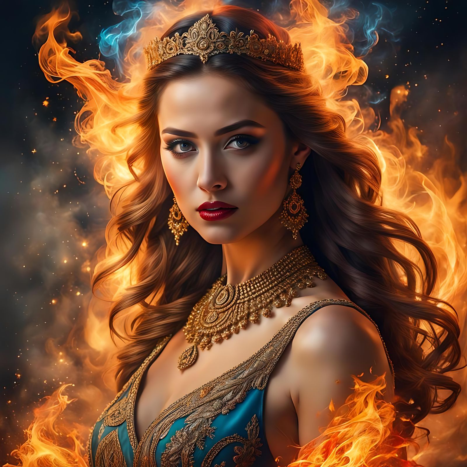 Wielding Fire Portrait. - AI Generated Artwork - NightCafe Creator