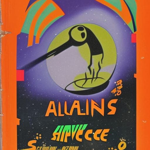 aliens on sixties science fiction novel cover - AI Generated Artwork ...