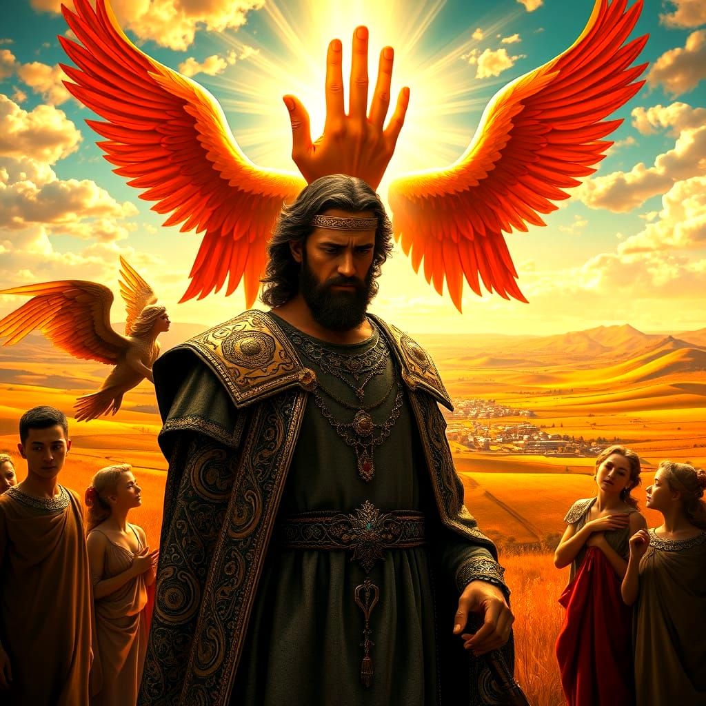 King David Rebuked by the Hand of God in Heavenly ... - AI Art