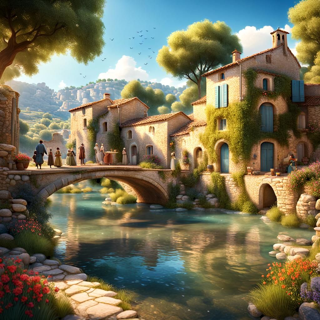 bright summer in Provence, France, french landscape with the local ...