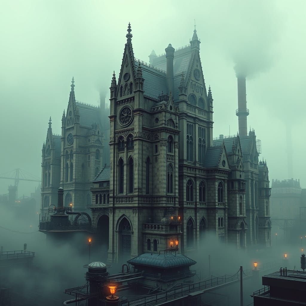 Gothic Industrial Metropolis in a Dark, Futuristic... - AI Art
