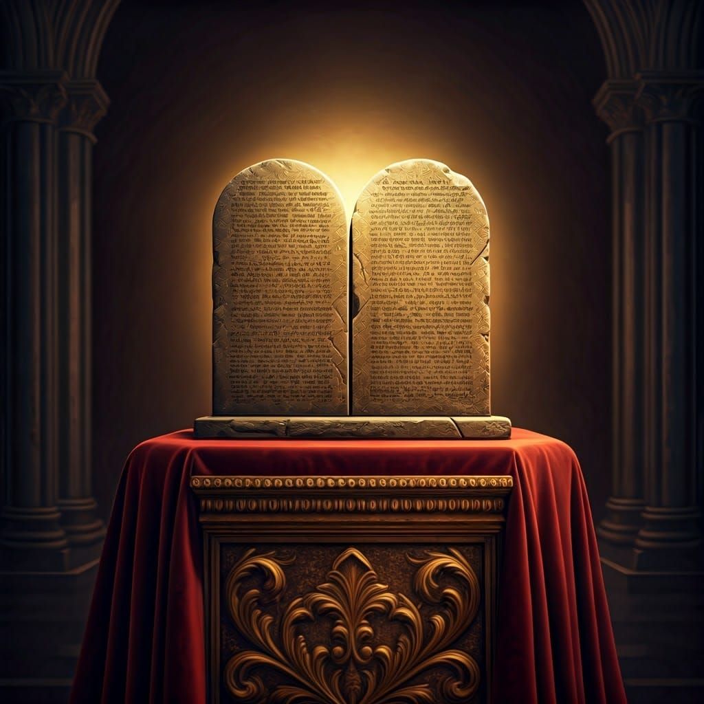 Ancient Stone Tablets of the Covenant, Cinematic F... - AI Art