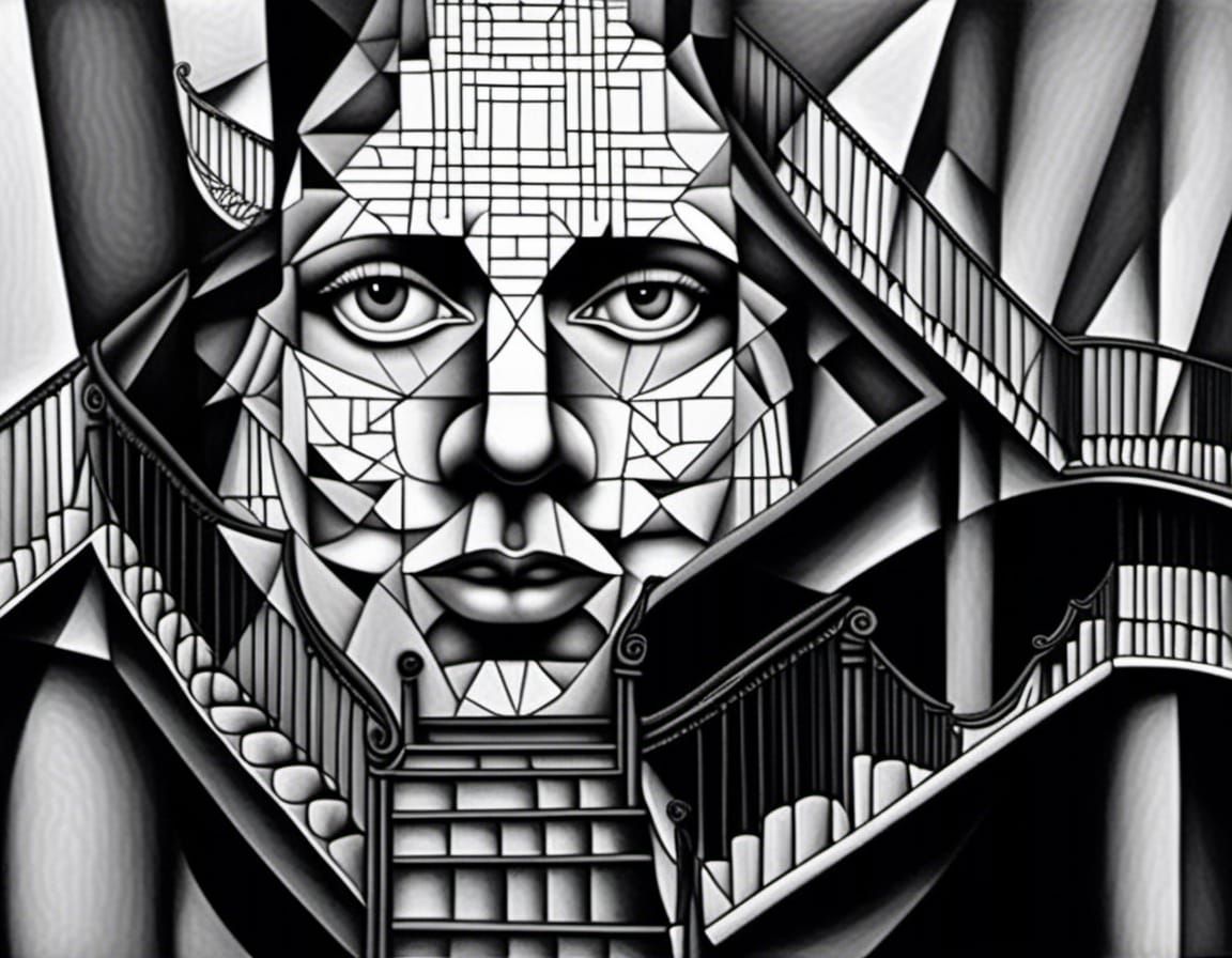 M. C. Escher face face face and klimt architecture staircase Abstract ...