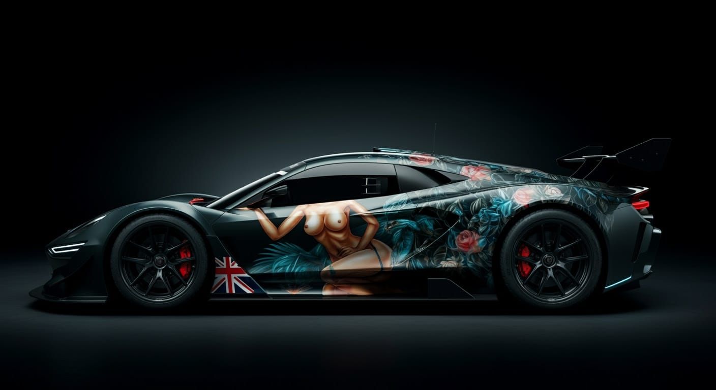 Sleek British Track Car in Cyberpunk Style - AI Art