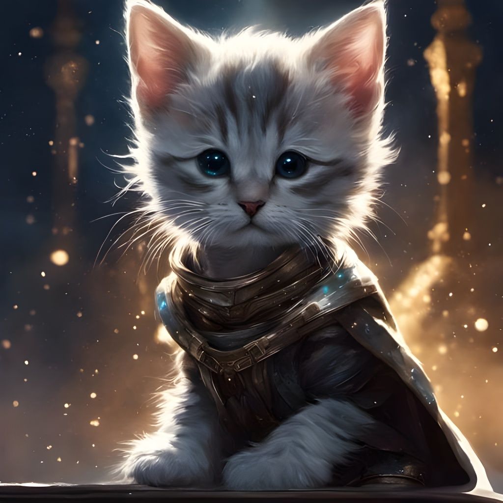 cute_adorable_baby_jedi knight_kitten_made_as_nebula_on_bioluminescent_glow_jedi_temple, soft ...