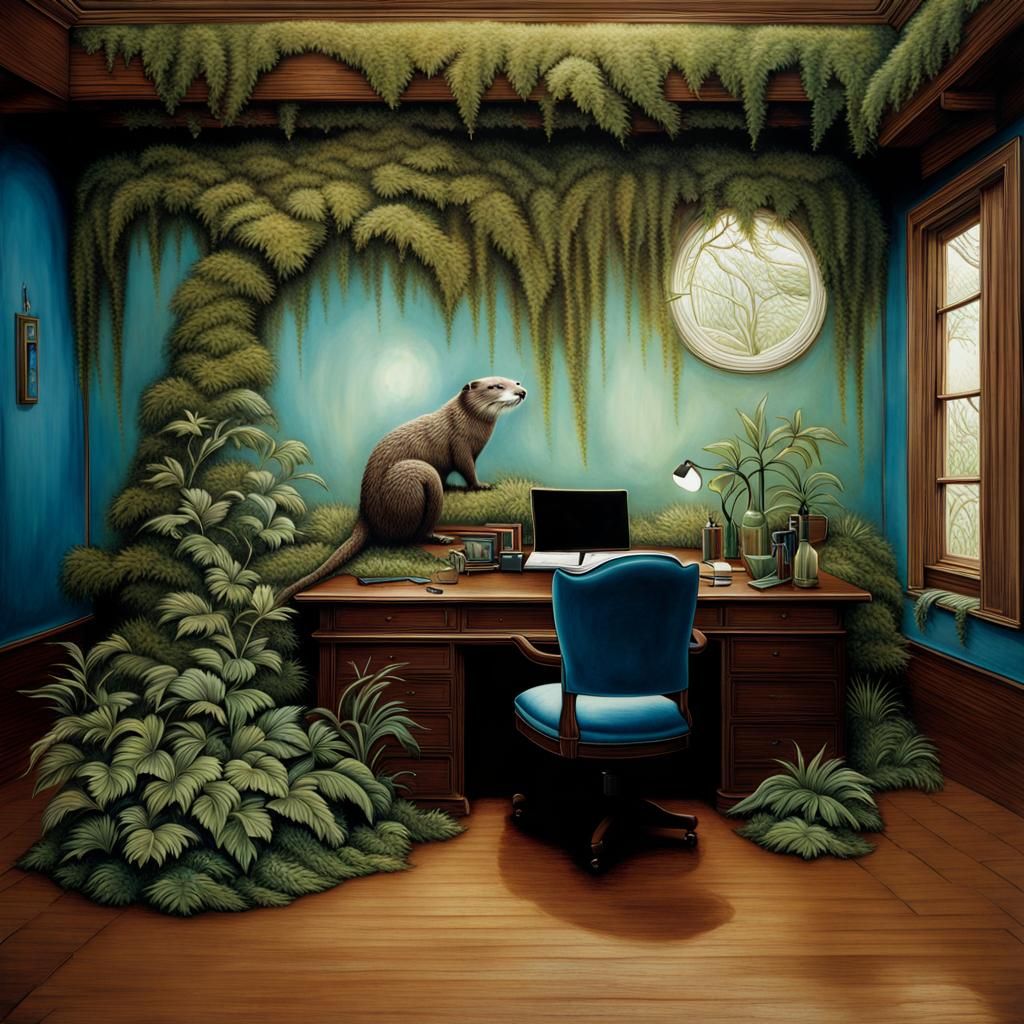 Overgrown otter, ornamental opalescent office, Octavio Ocampo - AI ...