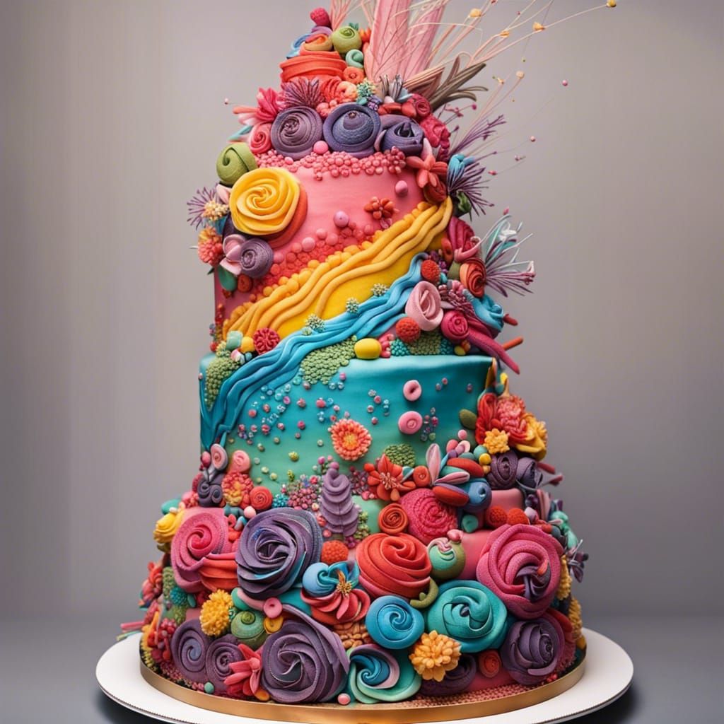 Massive colorful cake with lots of detail. - AI Generated Artwork ...