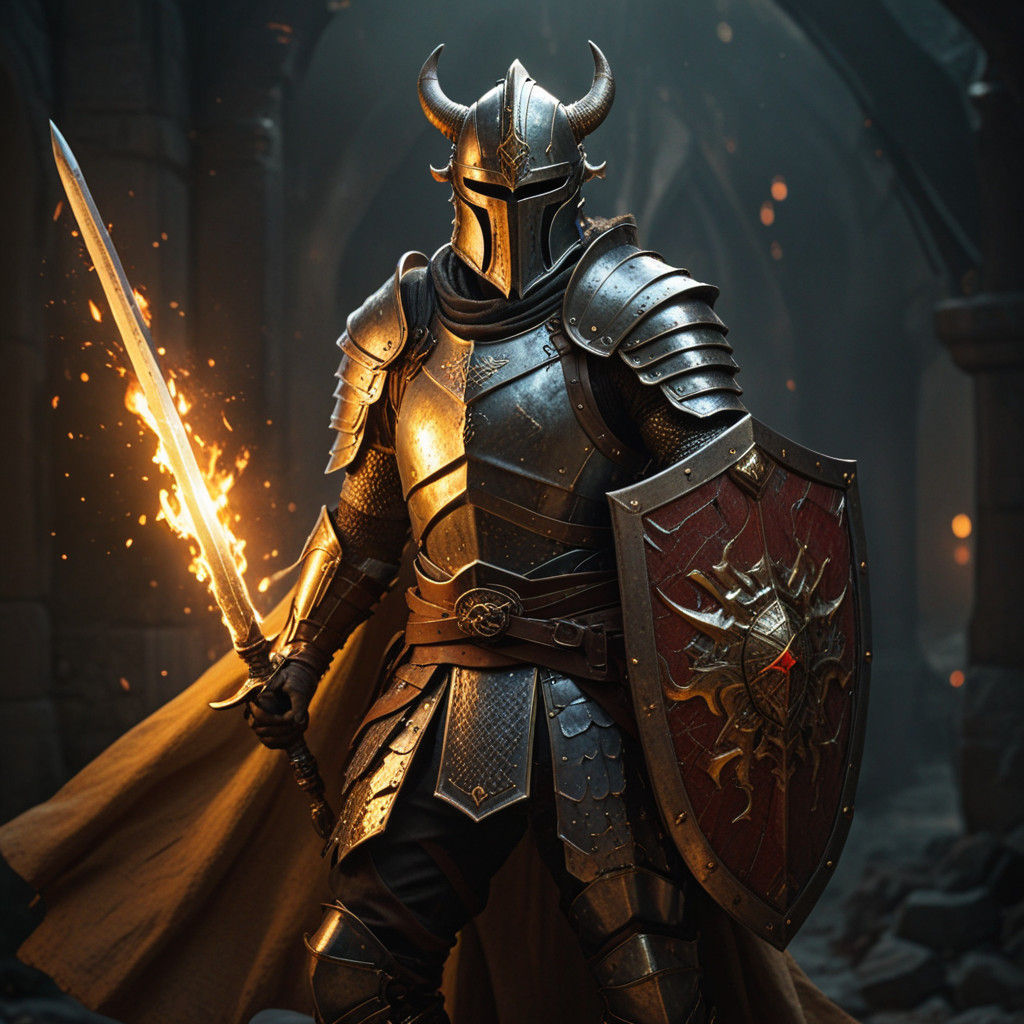 Knight with flaming sword (character study)