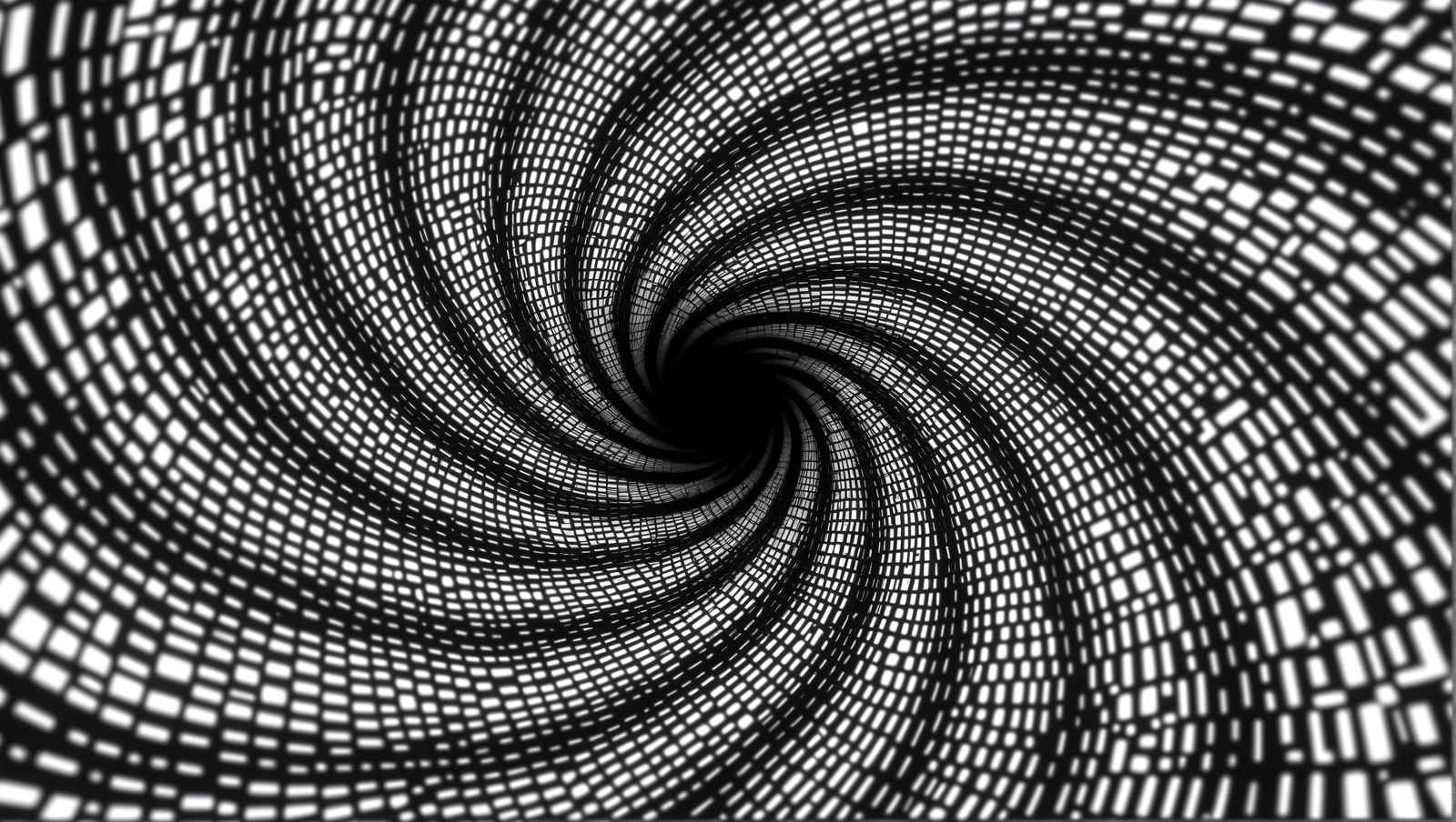 Moiré Grid with Spiraling Forms in Black and White - AI Art