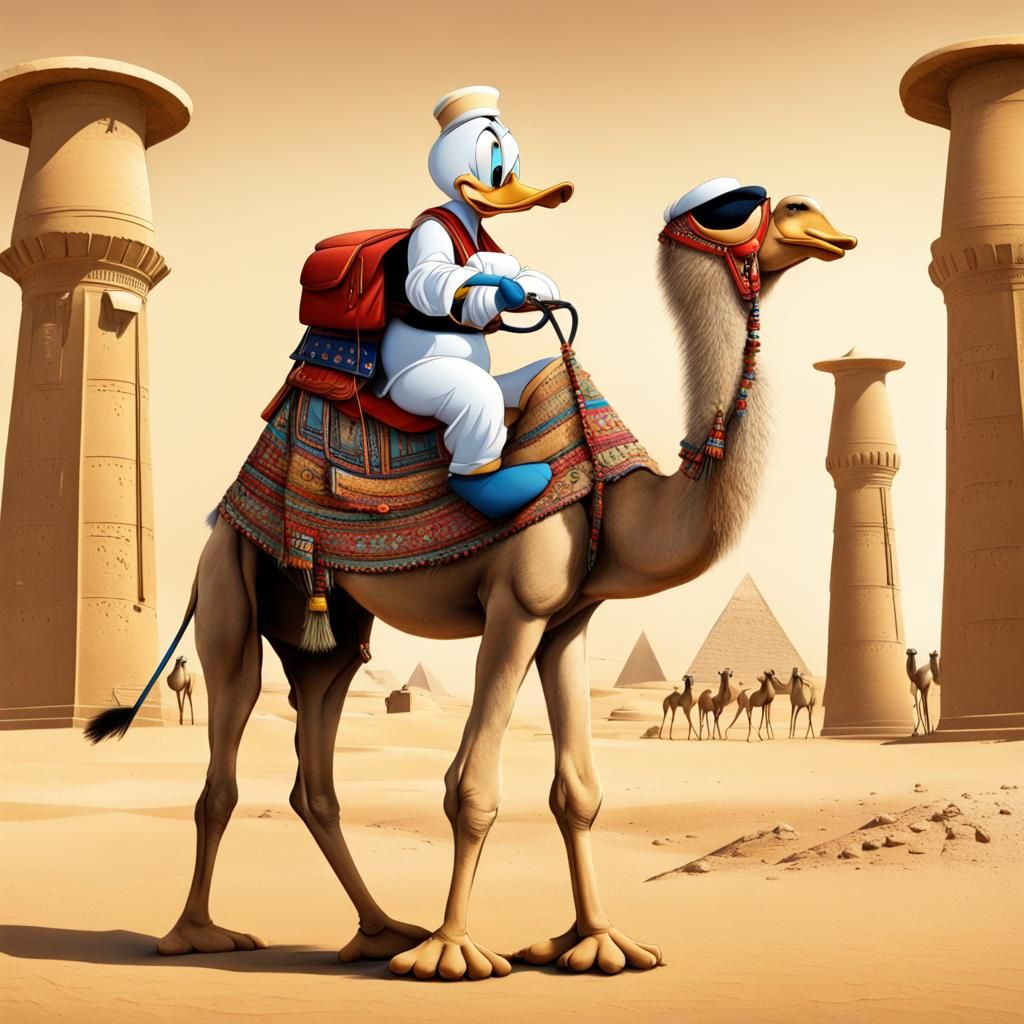 donald duck riding camel in egypt - AI Generated Artwork - NightCafe ...