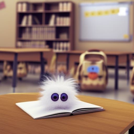 Fuzzy Fluff at School - AI Generated Artwork - NightCafe Creator