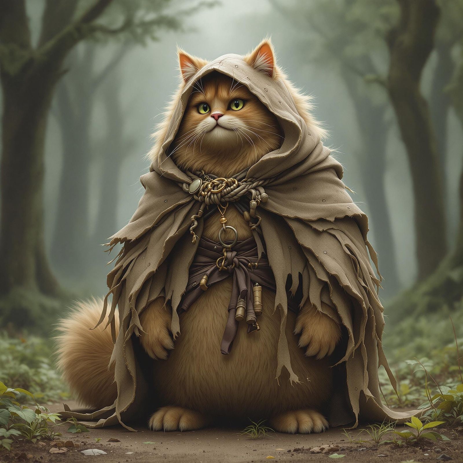 Cujo the Ewok - Ewok Cat Hybrid in Misty Forest, Inspired by...