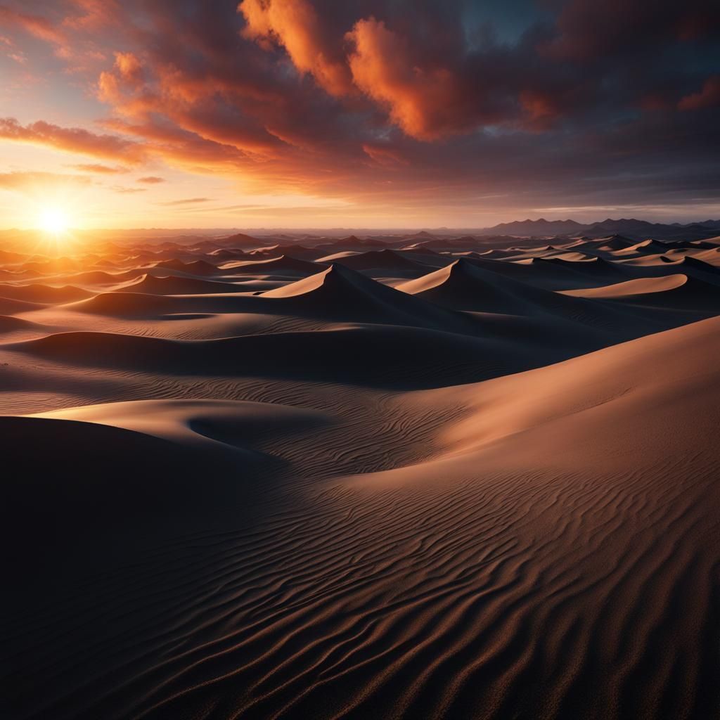 dark desert sunset - AI Generated Artwork - NightCafe Creator