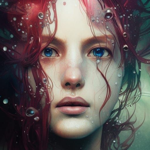 amaranth, Underwater ink, splash, edgy, "head and shoulders portrait ...