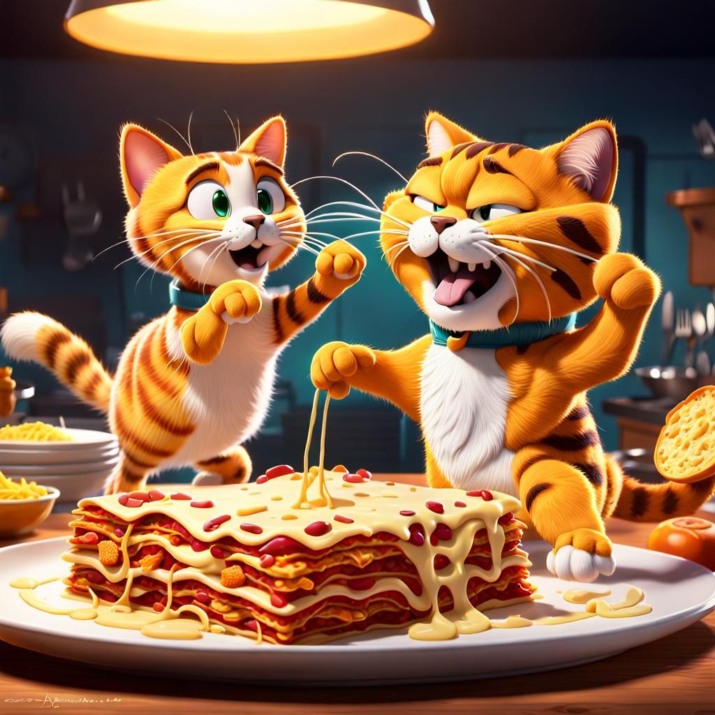 pasta cat fight. - AI Generated Artwork - NightCafe Creator