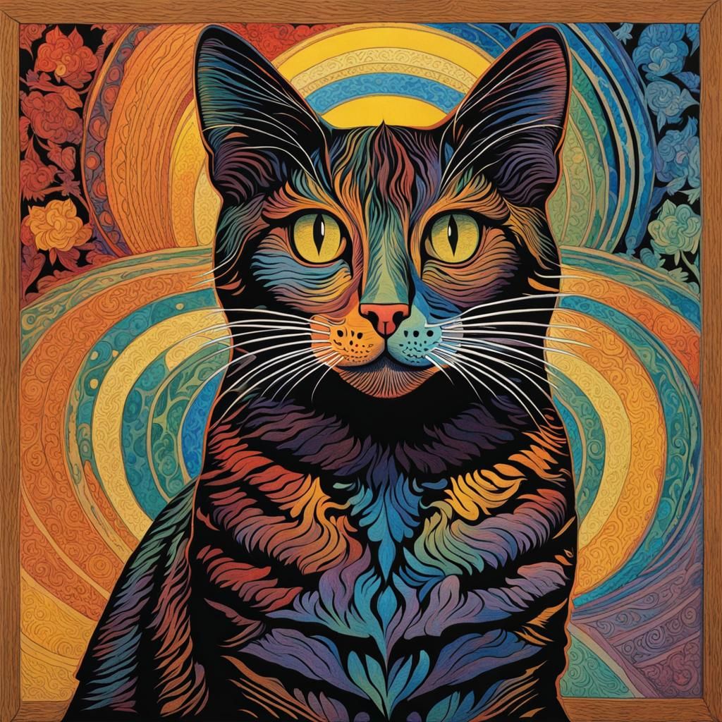 Escher's Psychedelic Cat - AI Generated Artwork - NightCafe Creator