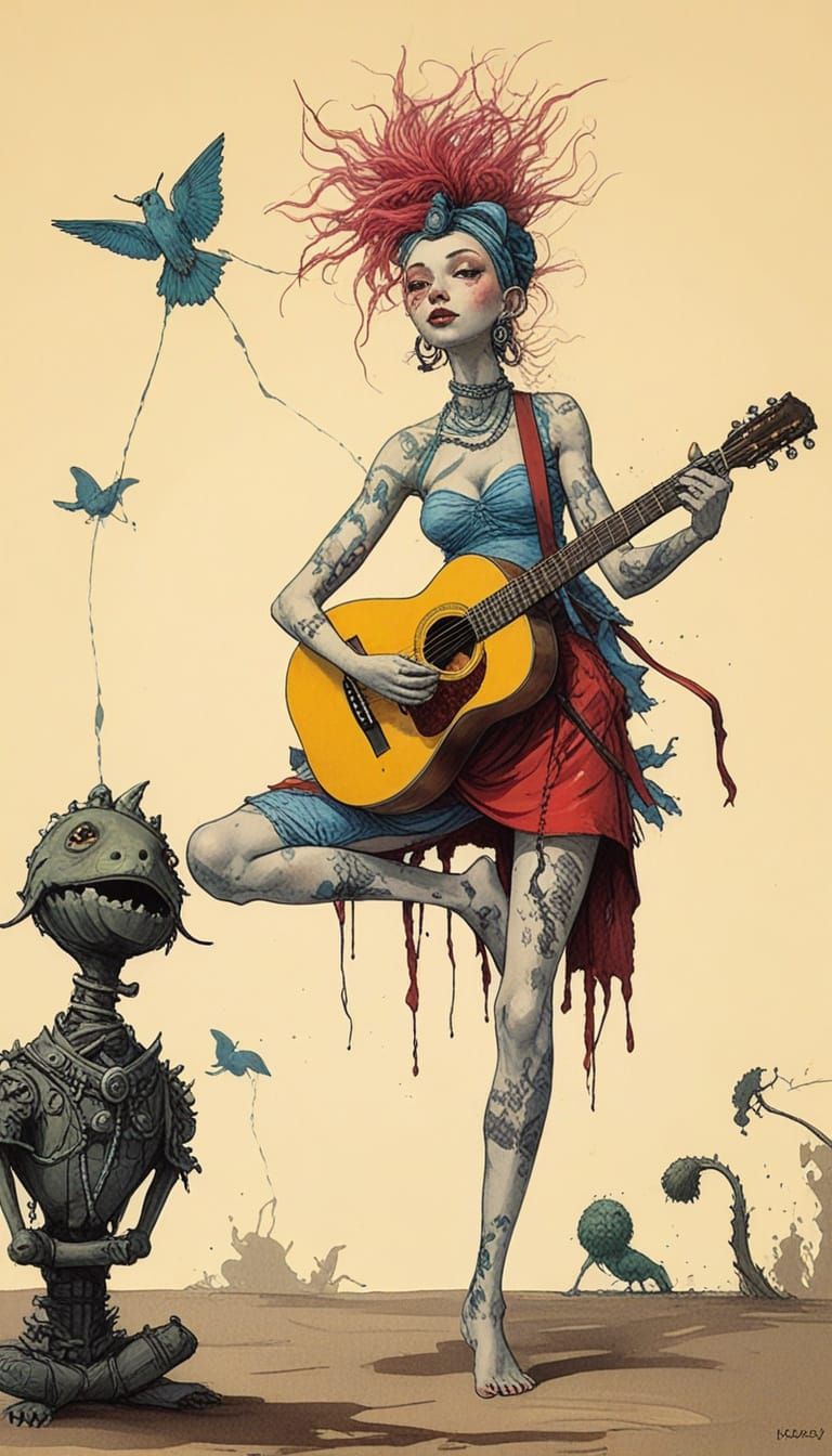 Vibrant Mosaic of Punk and Muppet Influences in Di... - AI Art