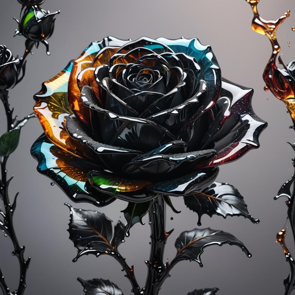 blooming black rose made of glass - AI Generated Artwork - NightCafe ...