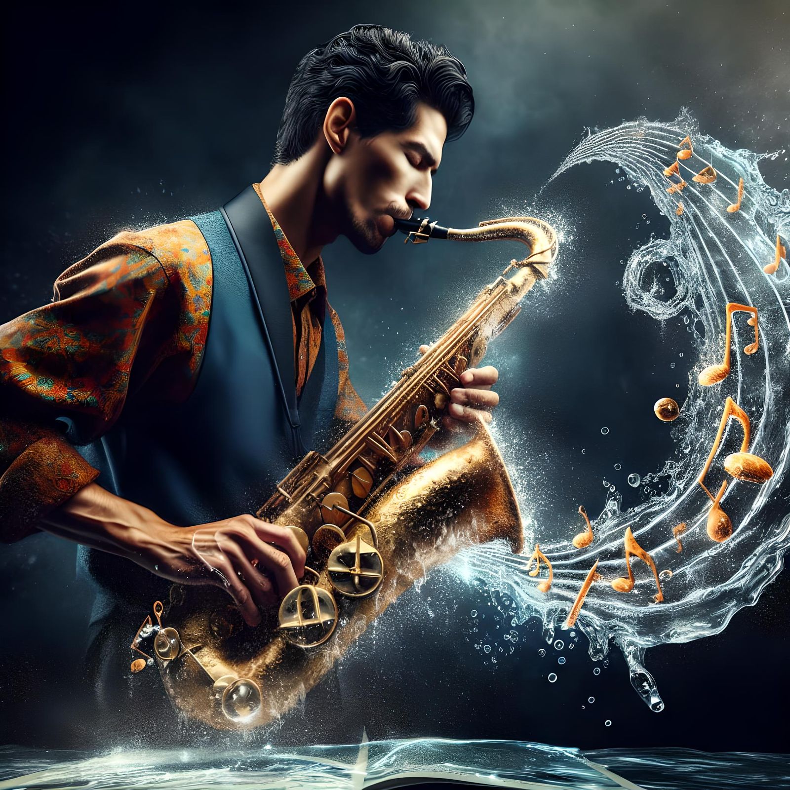 A man plays a saxophone - AI Generated Artwork - NightCafe Creator