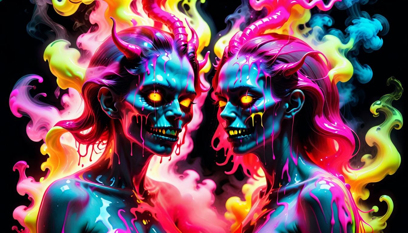 (Mostly) Friendly Rainbow Demons - AI Generated Artwork - NightCafe Creator
